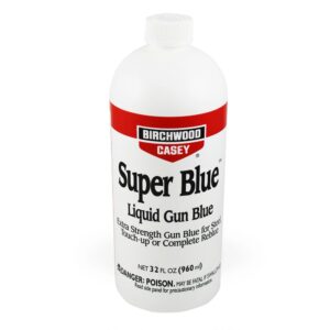 birchwood casey super blue liquid gun blue with double strength design for rifles, pistols, revolvers, shotguns, and other firearms, blue