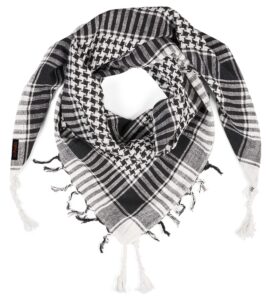 lovarzi cotton shemagh scarf - tactical black & white arab palestine keffiyeh for men - lightweight military army scarf