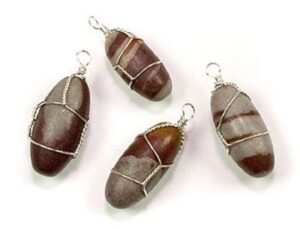 silver wire wrapped shiva lingam stone pendant with magnetic clasp wire choker