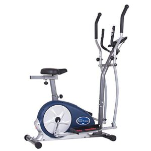 body champ 2-in-1 upright exercise bike and elliptical trainer with seat, heart-rate monitor, and programmable lcd console, brm3671