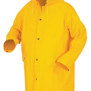 MCR Safety 200CS 49-Inch Classic PVC/Polyester Coat with Detachable Hood, Yellow, Small