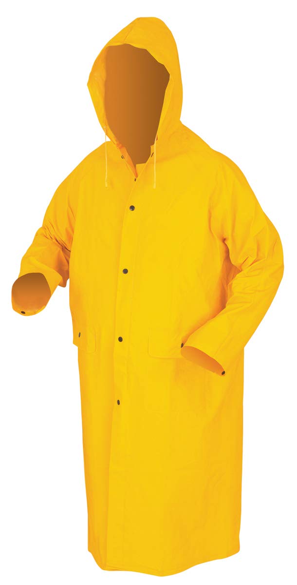 MCR Safety 200CS 49-Inch Classic PVC/Polyester Coat with Detachable Hood, Yellow, Small