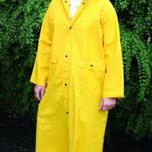 MCR Safety 200CS 49-Inch Classic PVC/Polyester Coat with Detachable Hood, Yellow, Small