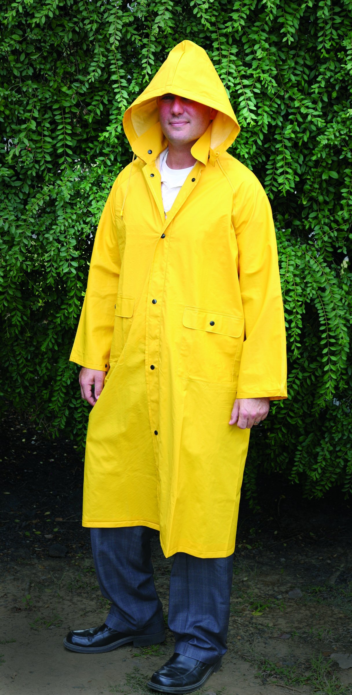 MCR Safety 200CS 49-Inch Classic PVC/Polyester Coat with Detachable Hood, Yellow, Small