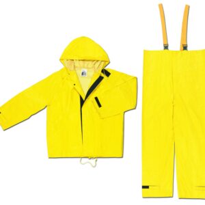 MCR Safety 8402X5 Hydroblast Neoprene/Nylon 2-Piece Rainsuit with Attached Hood, Yellow, 5X-Large