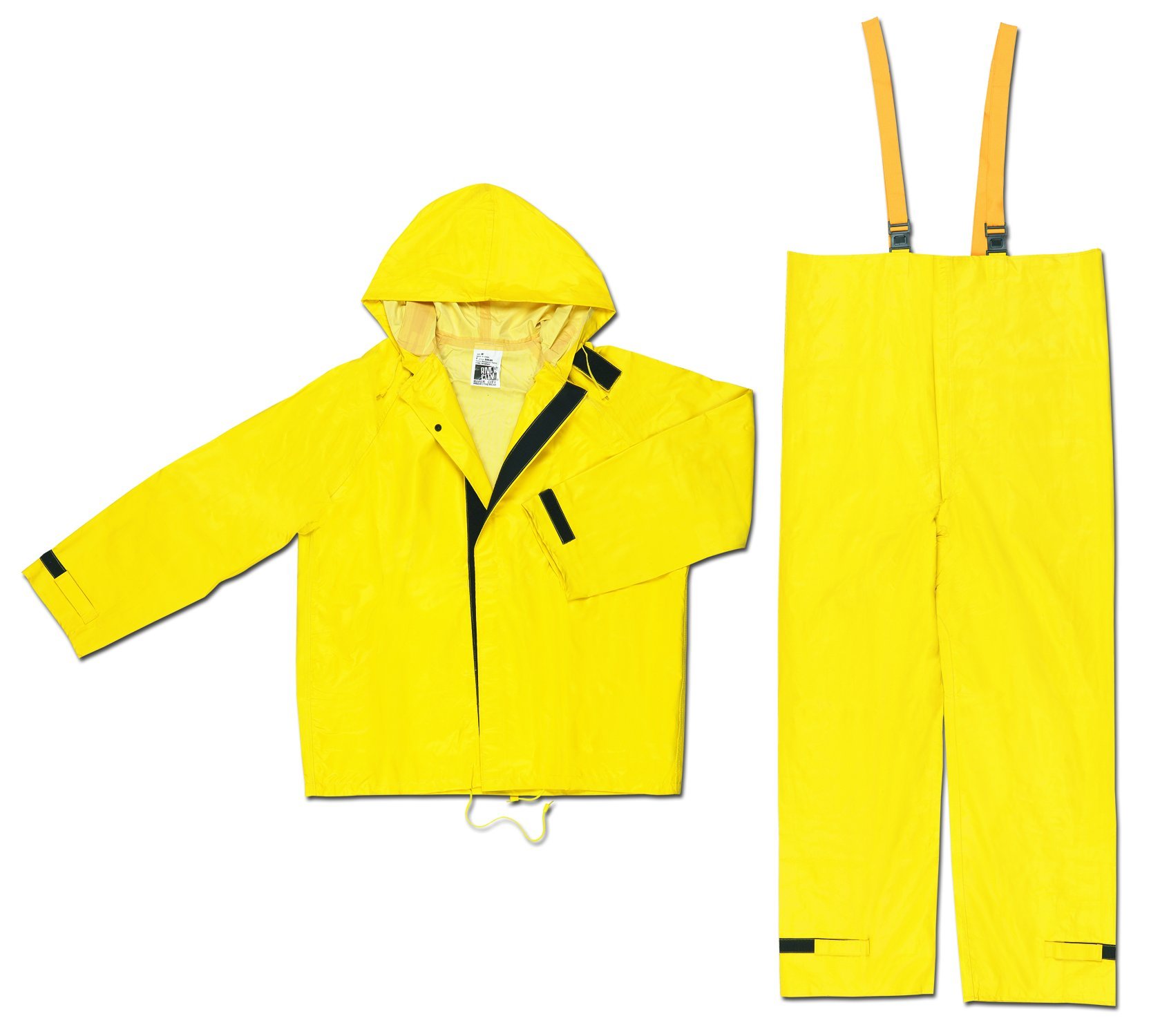 MCR Safety 8402X5 Hydroblast Neoprene/Nylon 2-Piece Rainsuit with Attached Hood, Yellow, 5X-Large