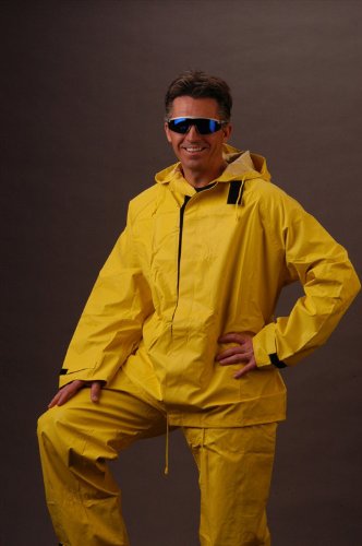 MCR Safety 8402X5 Hydroblast Neoprene/Nylon 2-Piece Rainsuit with Attached Hood, Yellow, 5X-Large