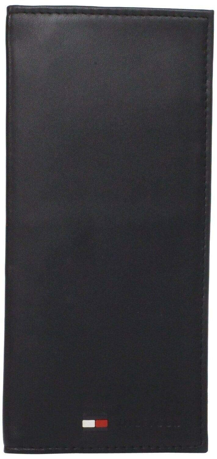 Tommy Hilfiger Leather Secretary Wallet - Slim Long Multipurpose Versatile Vertical Bifold Checkbook Cover, Black