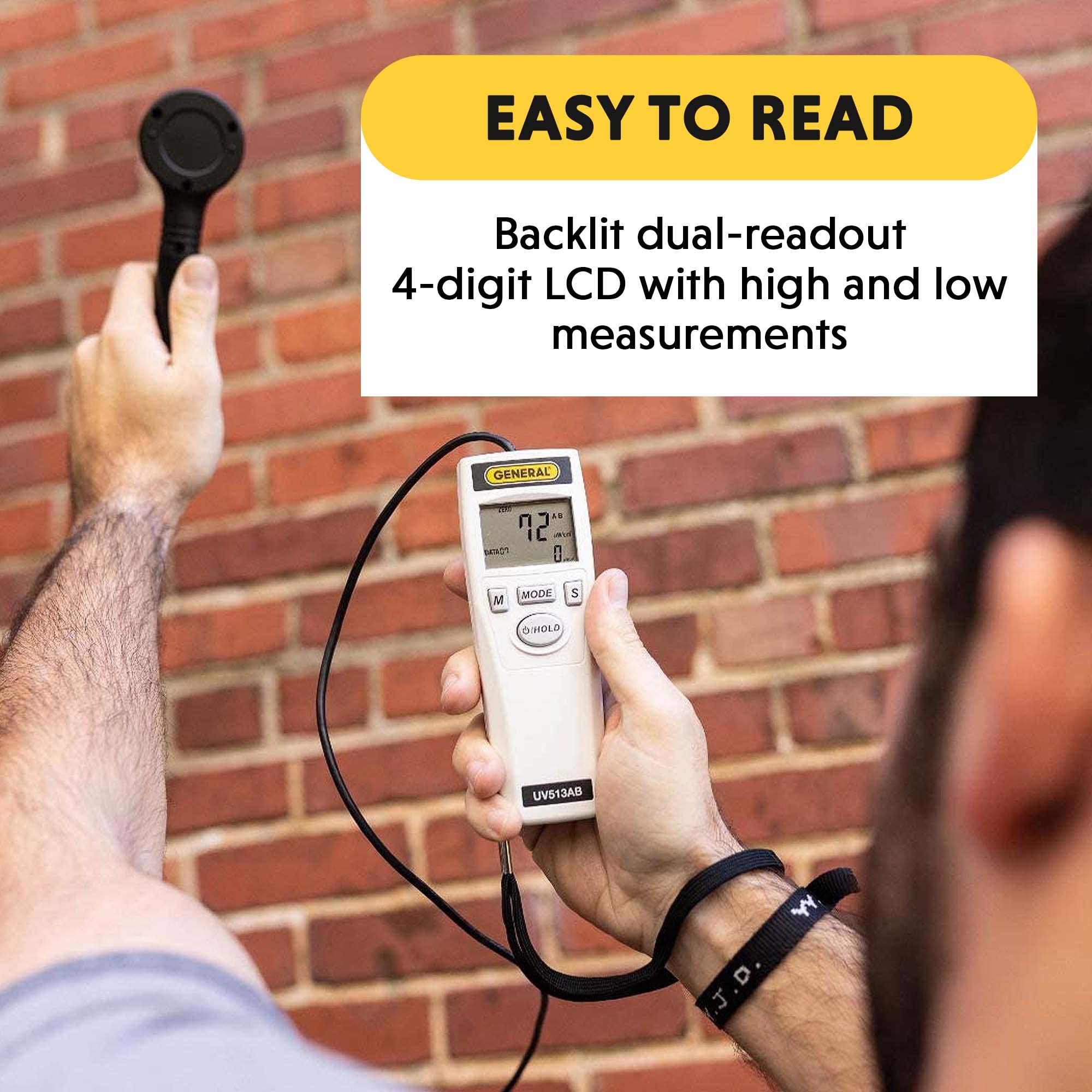 General Tools Digital UVA/UVB Meter | Measures UV-A/B Intensity (280-400 nm) | Two Ranges, Backlit LCD, Memory Function | Safety and Environmental Monitoring | Kit includes tripod and Magnetic Mount