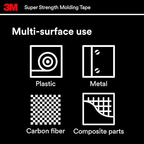 3M Super-Strength Molding Tape, 1/2 in x 15 ft, High Strength Double-Sided Adhesive, Permanently Attaches Side Moldings, Trim and Emblems to Interior and Exterior of Vehicles (03614)