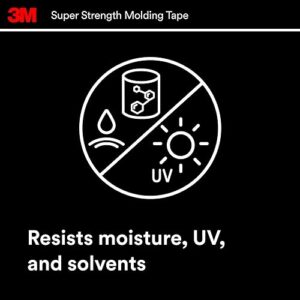 3M Super-Strength Molding Tape, 1/2 in x 15 ft, High Strength Double-Sided Adhesive, Permanently Attaches Side Moldings, Trim and Emblems to Interior and Exterior of Vehicles (03614)