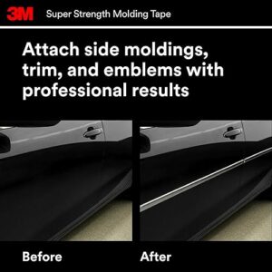 3M Super-Strength Molding Tape, 1/2 in x 15 ft, High Strength Double-Sided Adhesive, Permanently Attaches Side Moldings, Trim and Emblems to Interior and Exterior of Vehicles (03614)