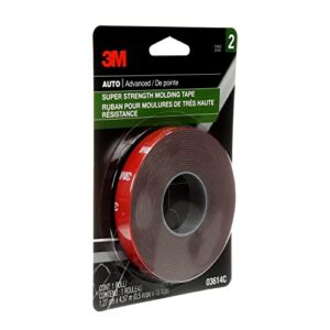 3M Super-Strength Molding Tape, 1/2 in x 15 ft, High Strength Double-Sided Adhesive, Permanently Attaches Side Moldings, Trim and Emblems to Interior and Exterior of Vehicles (03614)