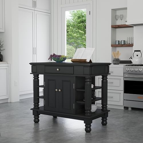 Homestyles Americana Black Kitchen Island with Open Shelving by Home Styles