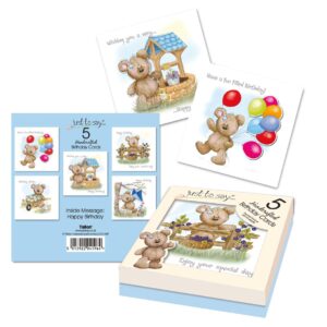 tallon just to say hand made lux teddy birthday card (box of 5), 4196