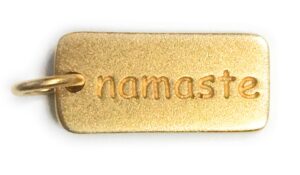 zoe and piper charms rectangular namaste double sided engraved word tag charm in 24k gold plated sterling silver, 8283