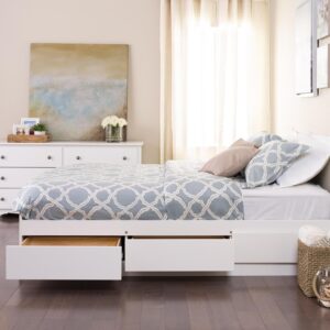 prepac queen sonoma 6 drawers, white platform storage bed