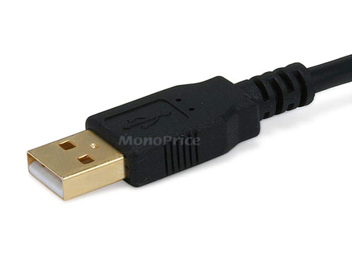 Monoprice USB-A Male to USB-B Male 2.0 Cable - 28/24AWG, Shielded, Gold Plated, 3 Feet, Black