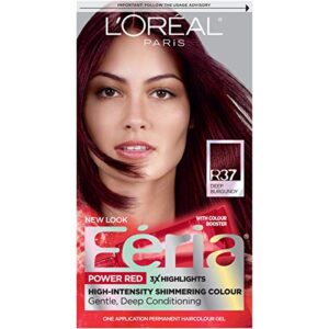 l'oreal paris feria multi-faceted shimmering permanent hair color, r37 blowout burgundy (deep burgundy), pack of 1, hair dye