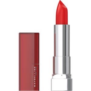 maybelline color sensational lipstick, lip makeup, cream finish, hydrating lipstick, nude, pink, red, plum lip color, red revival, 0.15 oz; (packaging may vary)