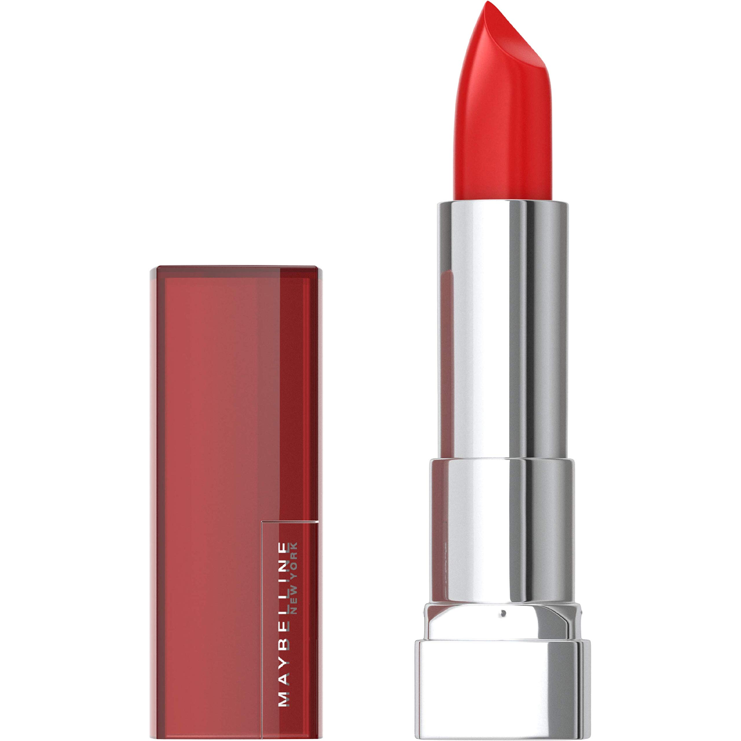 Maybelline Color Sensational Lipstick, Lip Makeup, Cream Finish, Hydrating Lipstick, Nude, Pink, Red, Plum Lip Color, Red Revival, 0.15 oz; (Packaging May Vary)