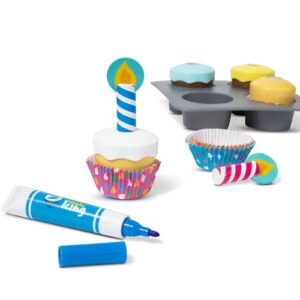 Melissa & Doug Bake and Decorate Wooden Cupcake Play Food Set - FSC Certified