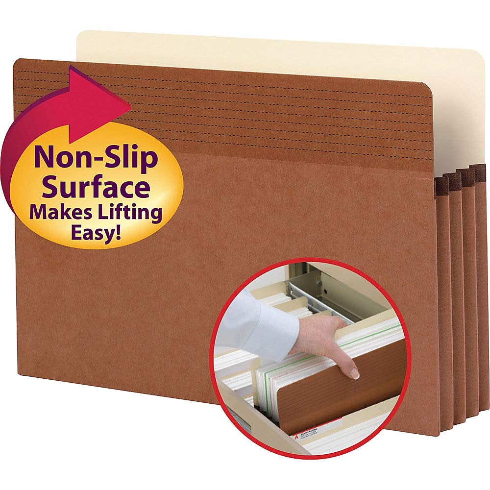 Smead Easy Grip® File Pocket, Straight-Cut Tab, 3-1/2" Expansion, Legal Size, Redrope, 25 per Box (73210)