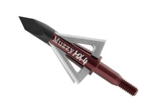 muzzy 209-mx4, bowhunting 100 grain, .025" 4 blade broadhead, 1-1/8" cutting diameter, 3 pack,red