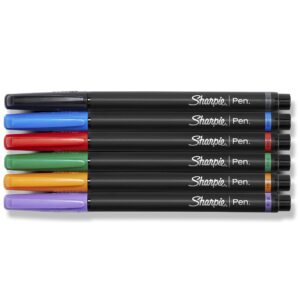 SHARPIE 1976527 Pen, Fine Point, Assorted Colors, 6-Count