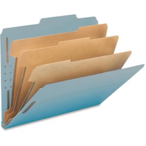 smead 100% recycled pressboard classification file folder, 3 dividers, 3" expansion, letter size, blue, 10 per box (14090)