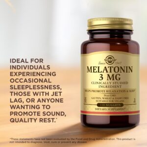 Solgar Melatonin 3 mg - 120 Nuggets - Helps Promote Relaxation & Rest - Non-GMO, Vegan, Gluten Free, Dairy Free, Kosher - 120 Servings