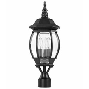 nuvo 60/899 central park outdoor 3-light post lantern, 60 watts/120 volts (black), 21 x 7.4 inches