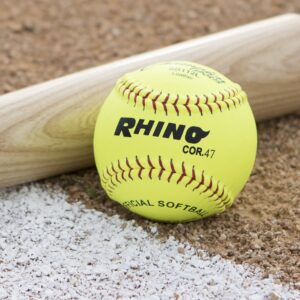 Champion Sports 12" Leather Cover Softballs - Cork Core - Medium Compression - NFHS Approved - Raised Seams - Optic Yellow - Pack of 12