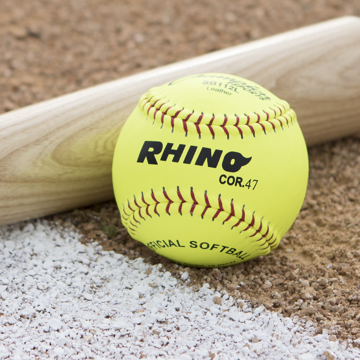 Champion Sports 12" Leather Cover Softballs - Cork Core - Medium Compression - NFHS Approved - Raised Seams - Optic Yellow - Pack of 12