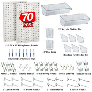 Azar Displays 70-Piece Pegboard Organizer Kits, White