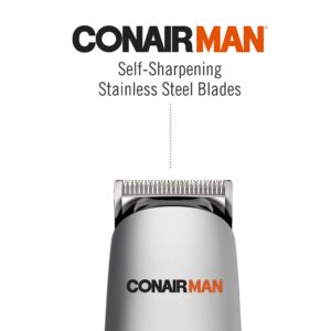 ConairMAN All-in-One Beard Trimmer for Men for Face, Nose and Ear Hair Trimmer, 12 piece Men's Grooming Kit, Cordless/Rechargeable