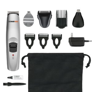 ConairMAN All-in-One Beard Trimmer for Men for Face, Nose and Ear Hair Trimmer, 12 piece Men's Grooming Kit, Cordless/Rechargeable