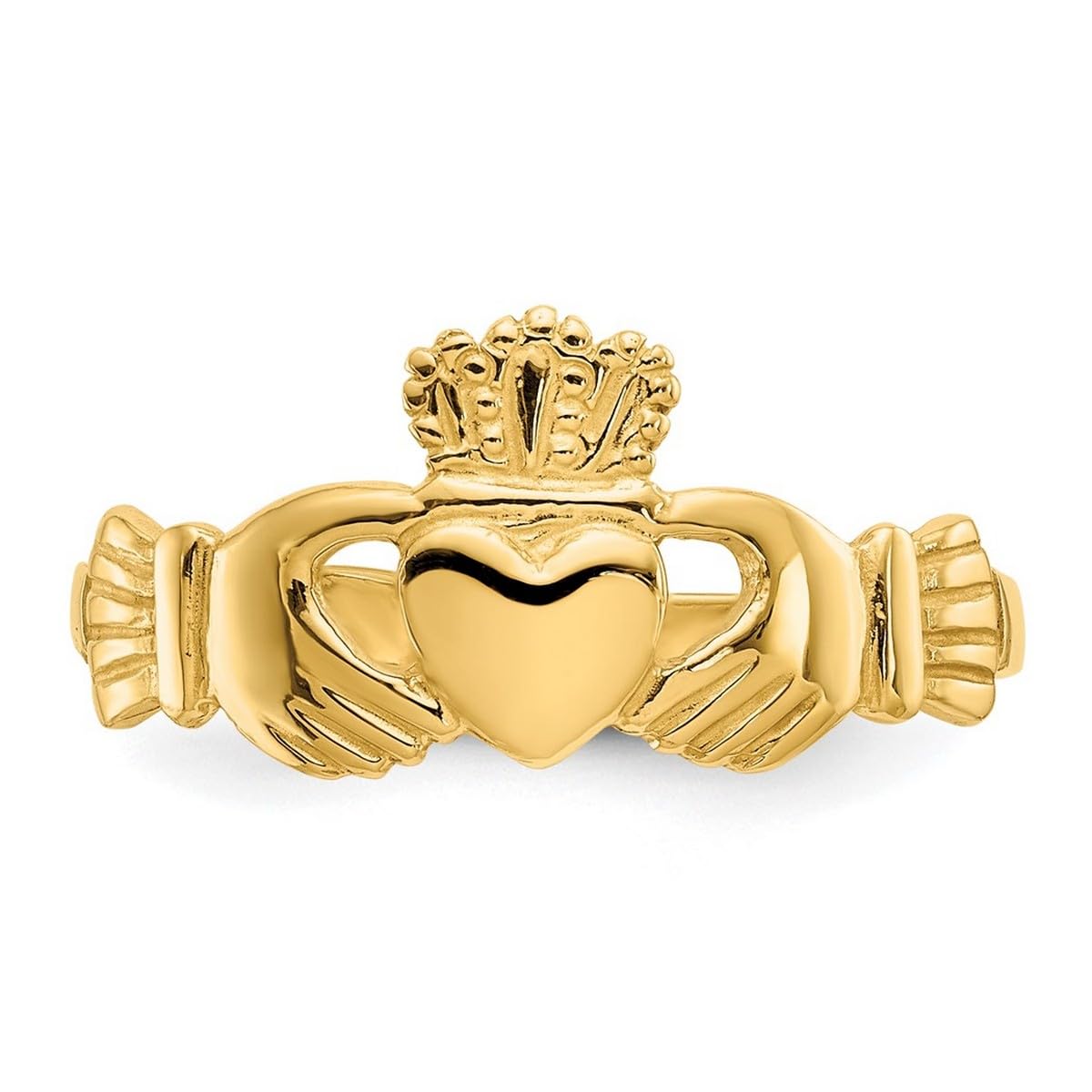 14k Yellow Gold Polished Ladies Irish Claddagh Celtic Trinity Knot Ring Size 7 Jewelry for Women