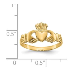 14k Yellow Gold Polished Ladies Irish Claddagh Celtic Trinity Knot Ring Size 7 Jewelry for Women