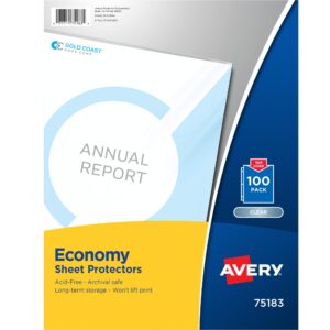 avery clear economy sheet protectors, top load, 100 document protectors (75183)