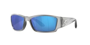 costa del mar man sunglasses silver frame, blue mirror lenses, 61mm