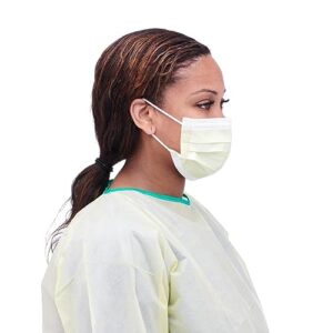 Medline Isolation Face Masks with Earloops, Polypropylene, Latex Free, Yellow (Pack of 300)