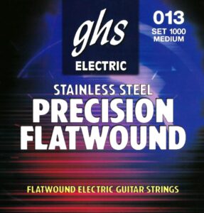 ghs strings - precision flatwound guitar strings - (model 1000) - medium gauge (013-054)