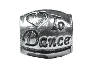 zable sterling silver i heart to dance compatible bead/charm