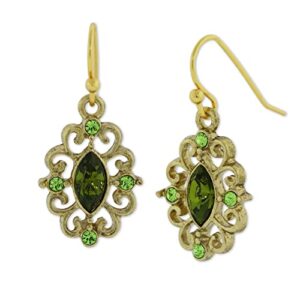 1928 Jewelry Olivine Green Crystal Drop Earrings