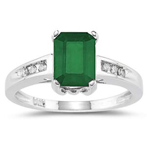 szul emerald and diamond ring in 14k white gold