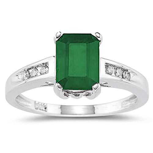 SZUL Emerald and Diamond Ring in 14k White Gold