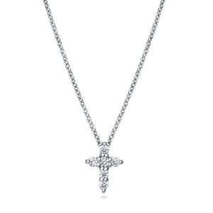 berricle sterling silver cross cubic zirconia cz fashion pendant necklace for women, rhodium plated