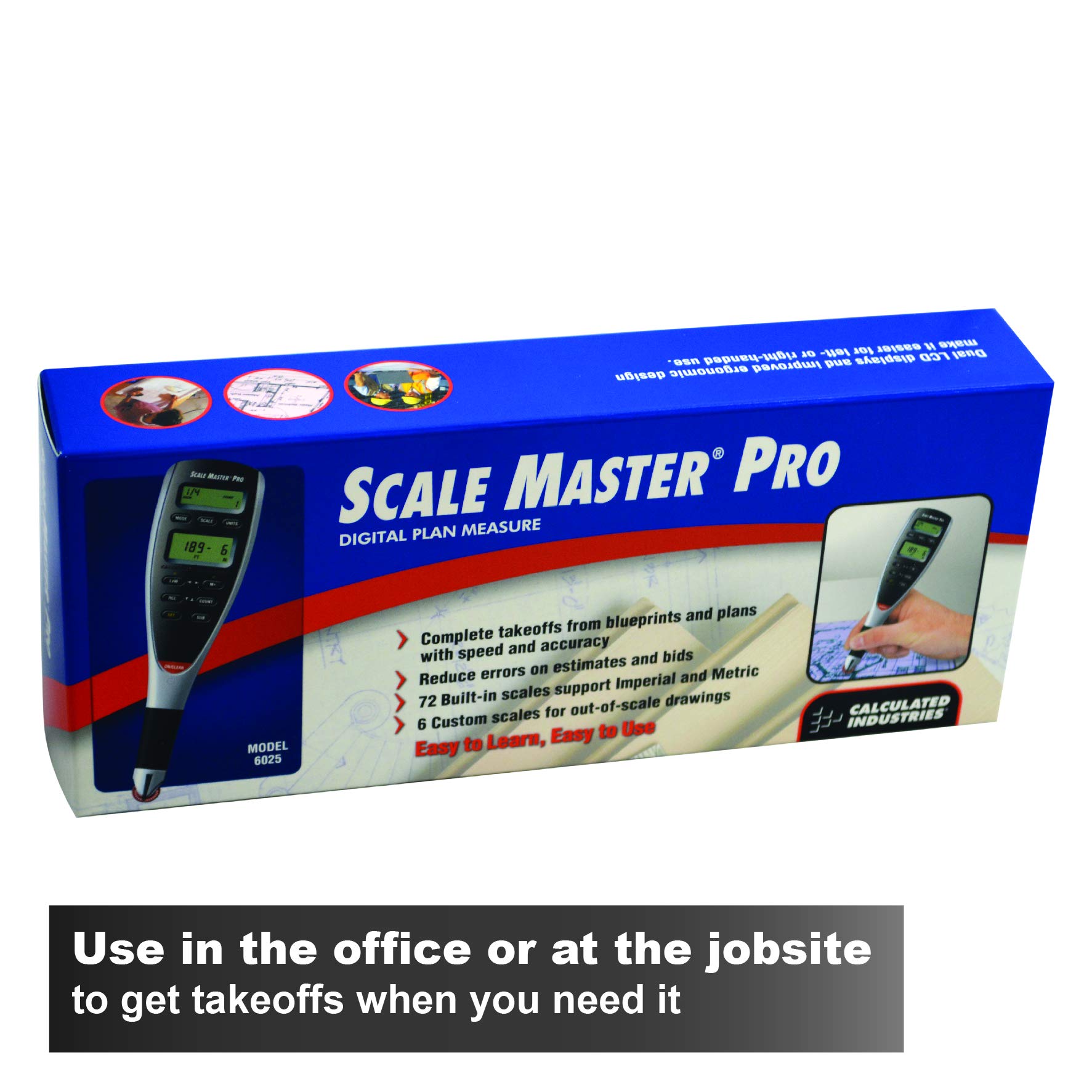 Calculated Industries 6025 Scale Master Pro Digital Plan Measure Take-off Tool | 72 Built-in US Imperial, Metric Scales | 6 Custom Scales for Out-of-Scale Plans | Dedicated Keys for Linear Measuring