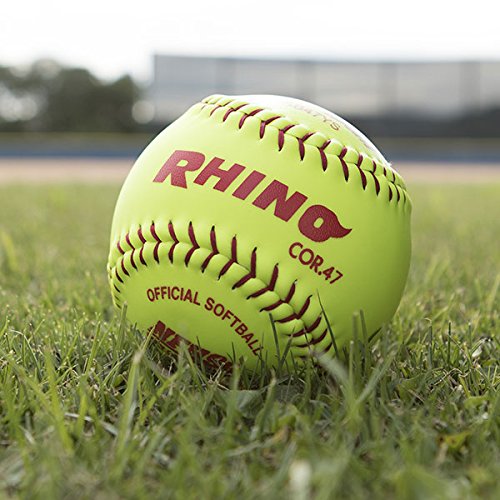 Champion Sports 12" Syntex Leather Cover Softballs - Poly Core - Medium Compression - NFHS Approved - Raised Seams - Optic Yellow - Pack of 12